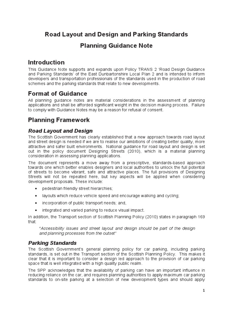 Road Layout and Design and Parking Standards PDF | Download Free PDF ...