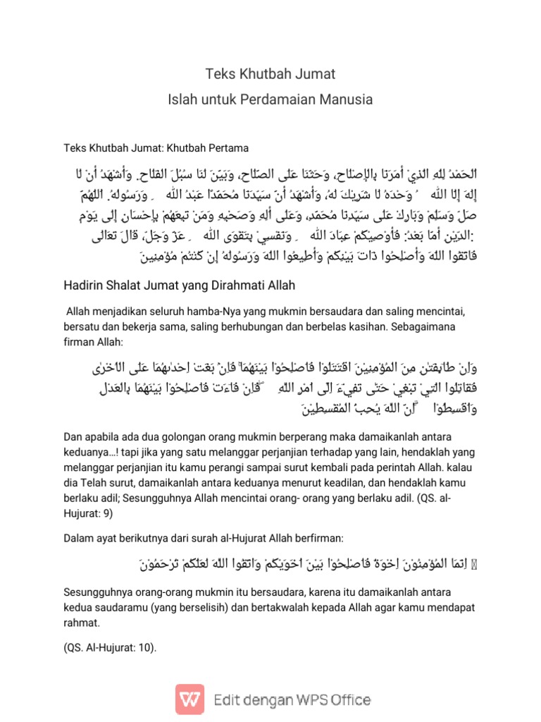Teks Khutbah Jumat Sekolah | PDF