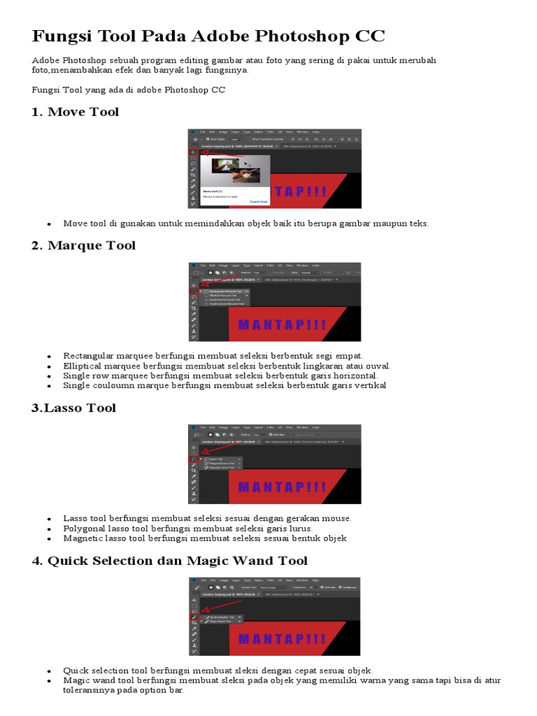 Fungsi Tool Pada Adobe Photoshop CC | PDF