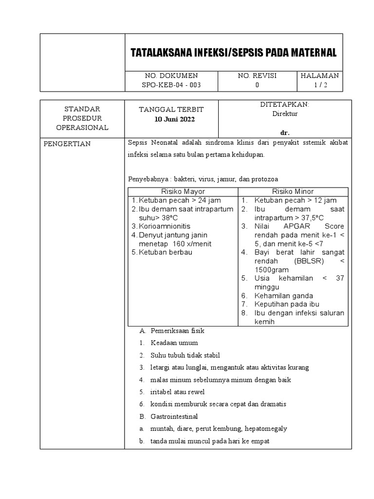 Spo Deteksi Din Ipenanganganan Sepsis Neonatal | PDF