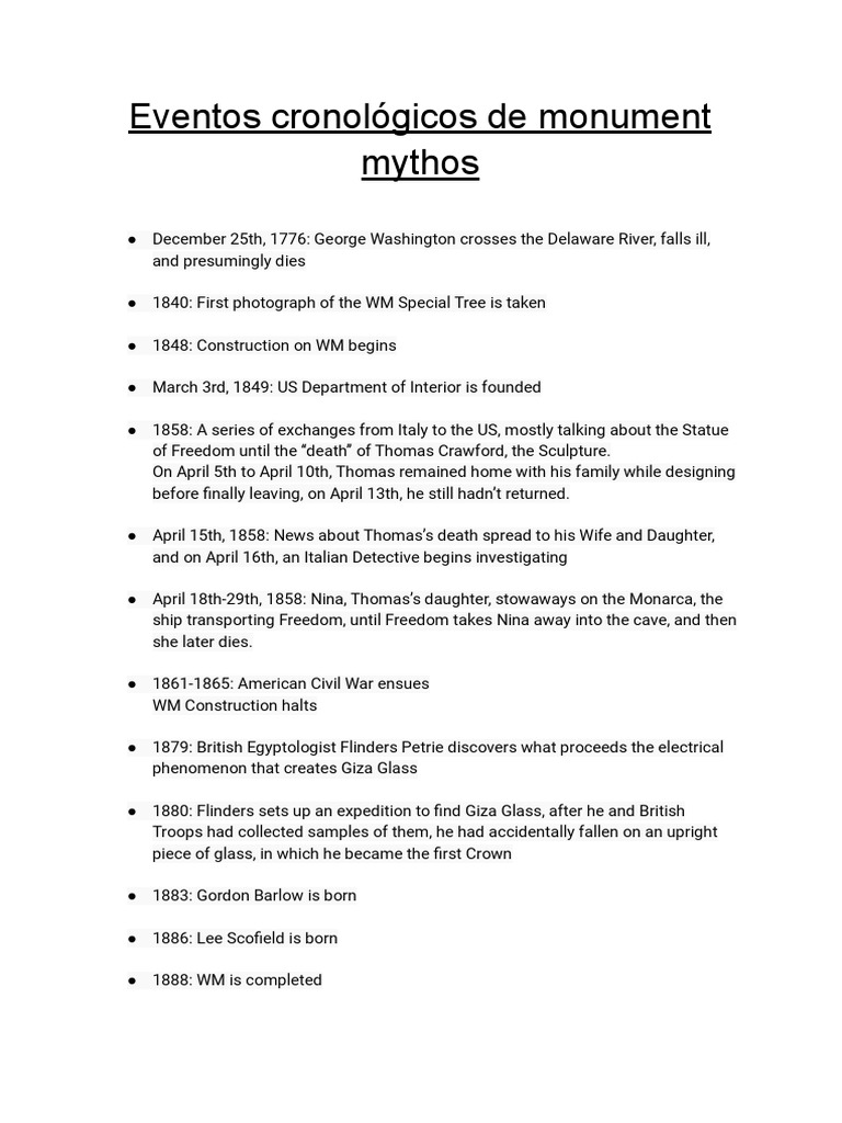 Monument Mythos Timeline Overview | PDF | Travel | History
