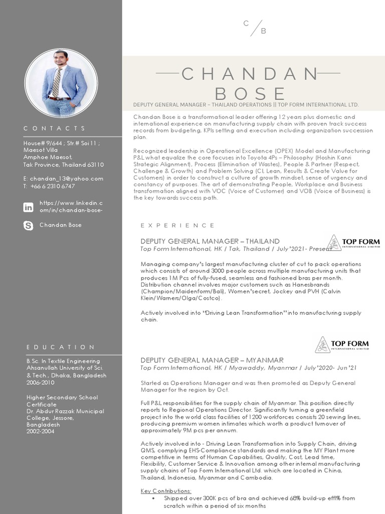 3 Pages - CV - Chandan Bose 300522 | Download Free PDF | Lean ...