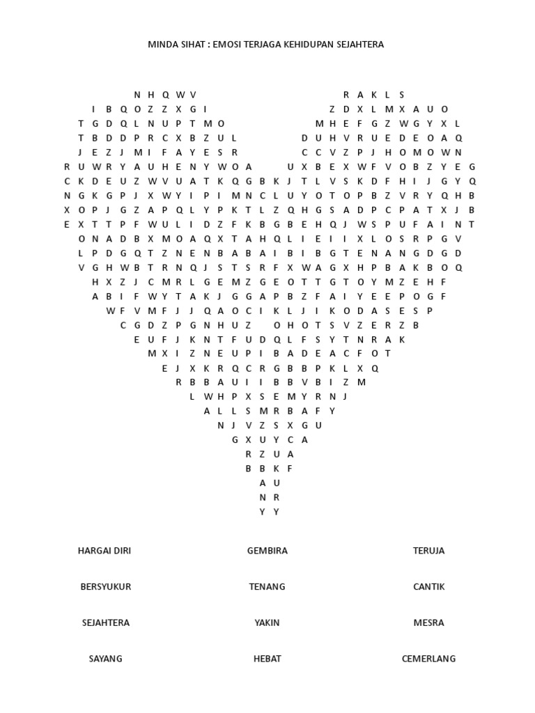 Wordsearch-MINDA SIHAT - EMOSI TERJAGA KEHIDUPAN SEJAHTERA | PDF Wordsearch-MINDA SIHAT - EMOSI TERJAGA KEHIDUPAN SEJAHTERA | PDF