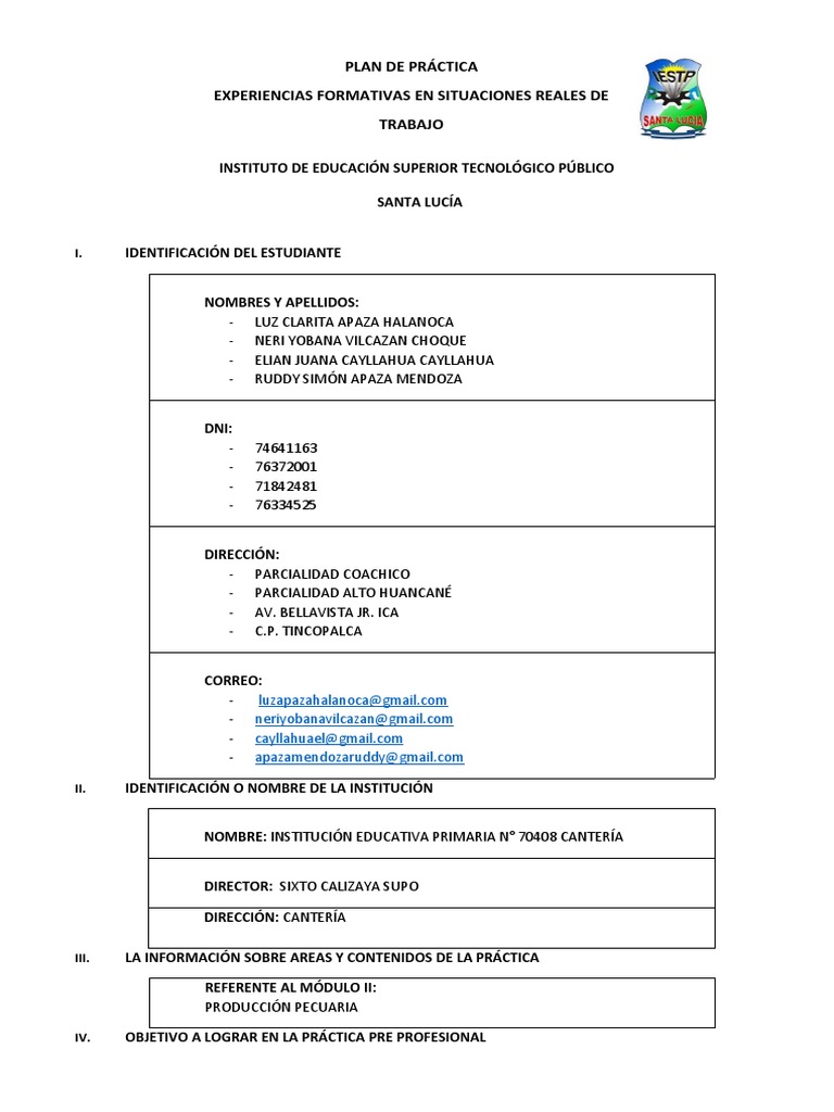 Plan de Practicas | PDF