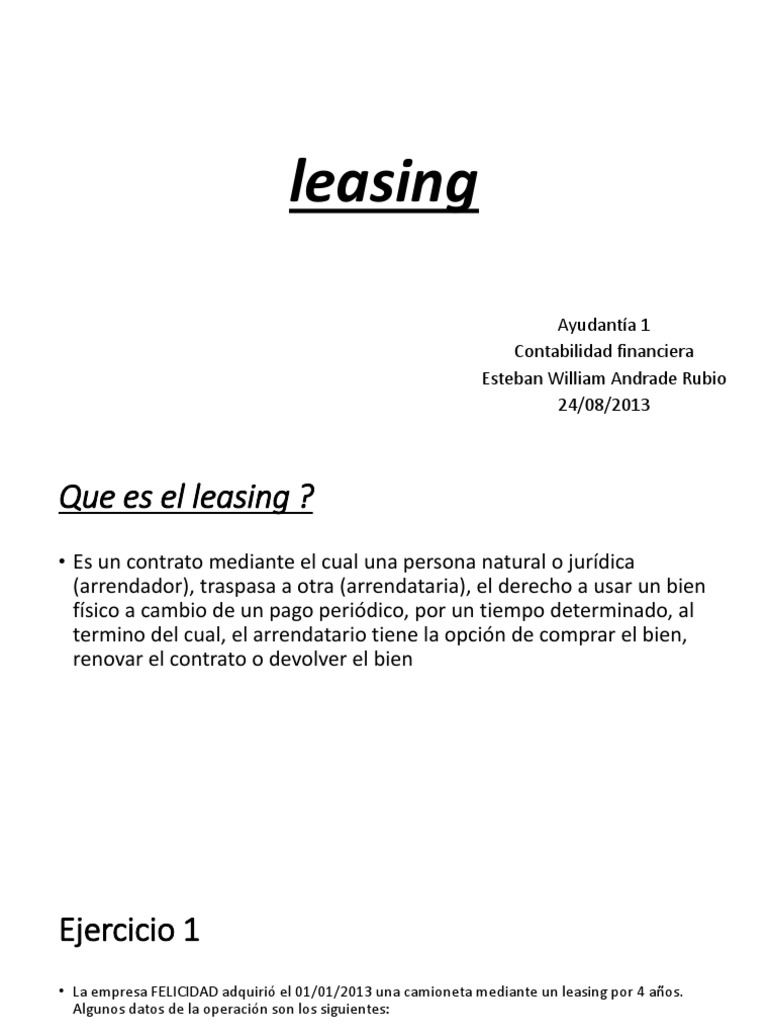 Guía de Contabilidad de Leasing y Intereses | PDF | Arrendamiento ...