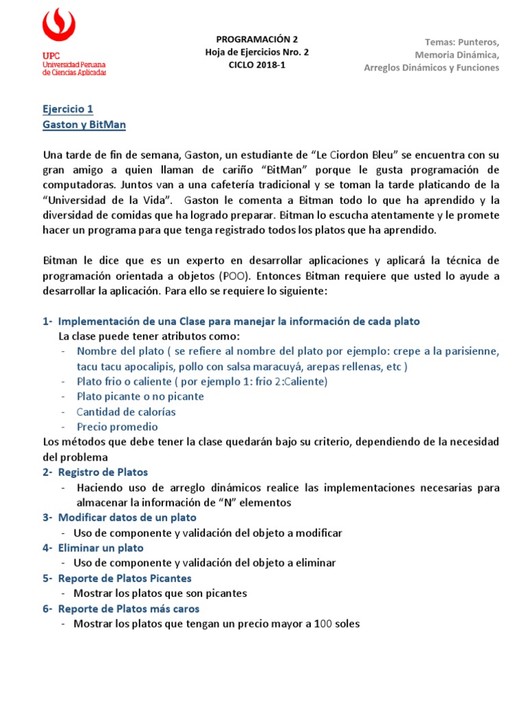 Hoja de Ejercicios 2 - Programacion 2 | PDF | Objeto (informática) | Programación orientada a ...
