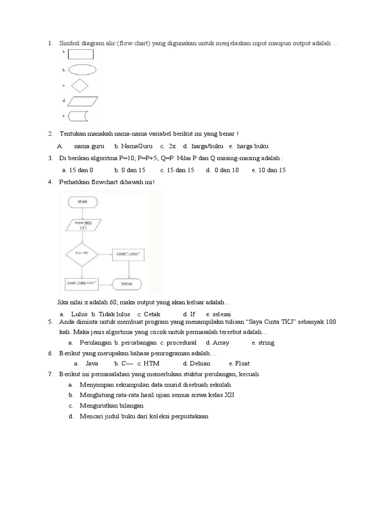 Soal Algoritma dan Pemrograman | PDF