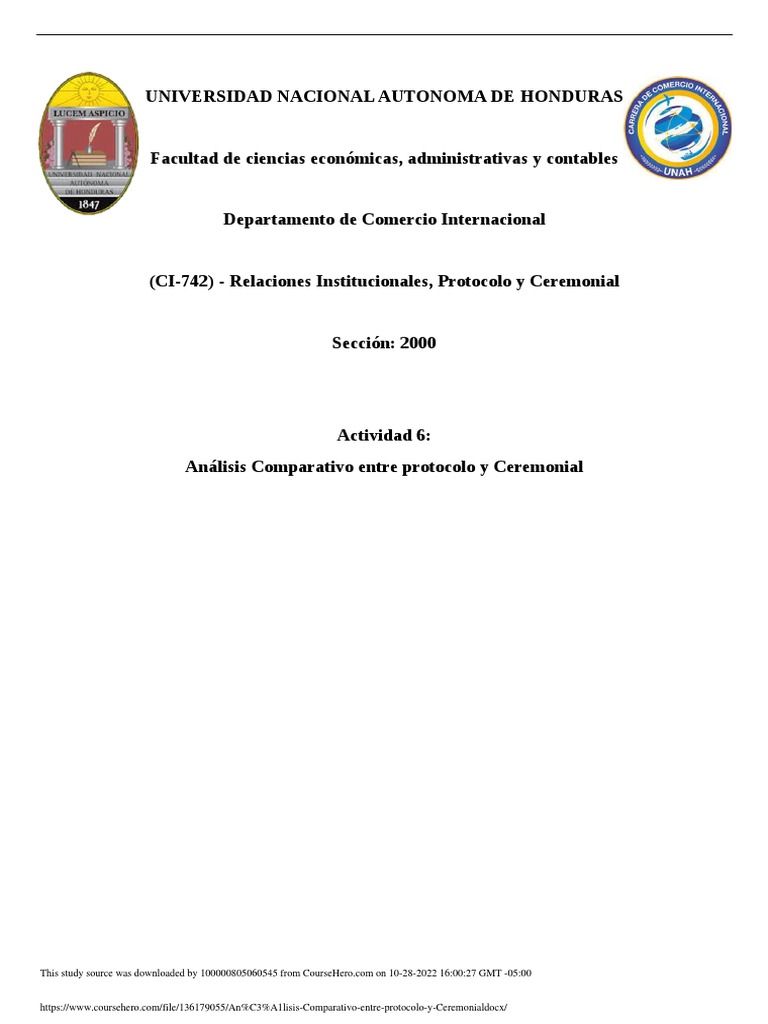 An Lisis Comparativo Entre Protocolo y Ceremonial | Descargar gratis PDF | Institución | Disciplinas