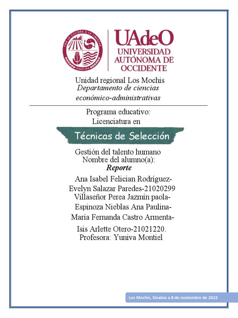 Tecnicas de Seleccion | PDF | Comportamiento | Evaluación Tecnicas de Seleccion | PDF | Comportamiento | Evaluación