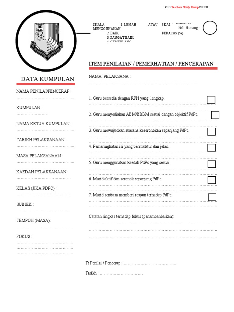 Borang PLC (Pelaksanaan) | PDF