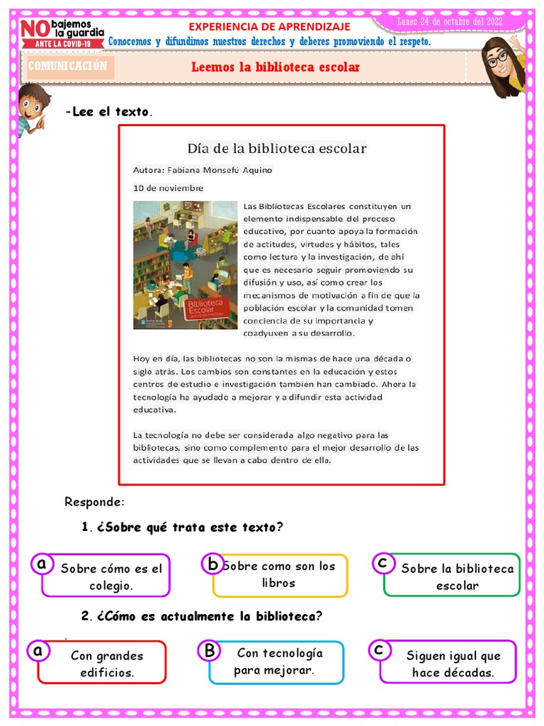 D4 A2 FICHA Leemos Día de La Biblioteca | PDF