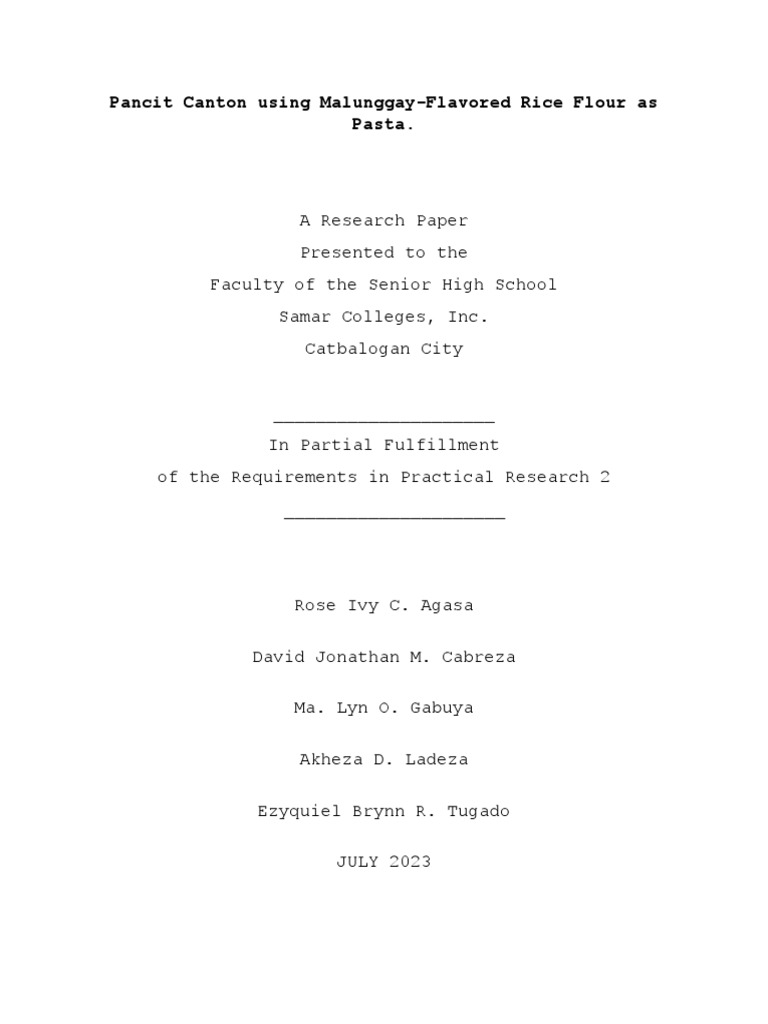 Practical Research Front Page | PDF