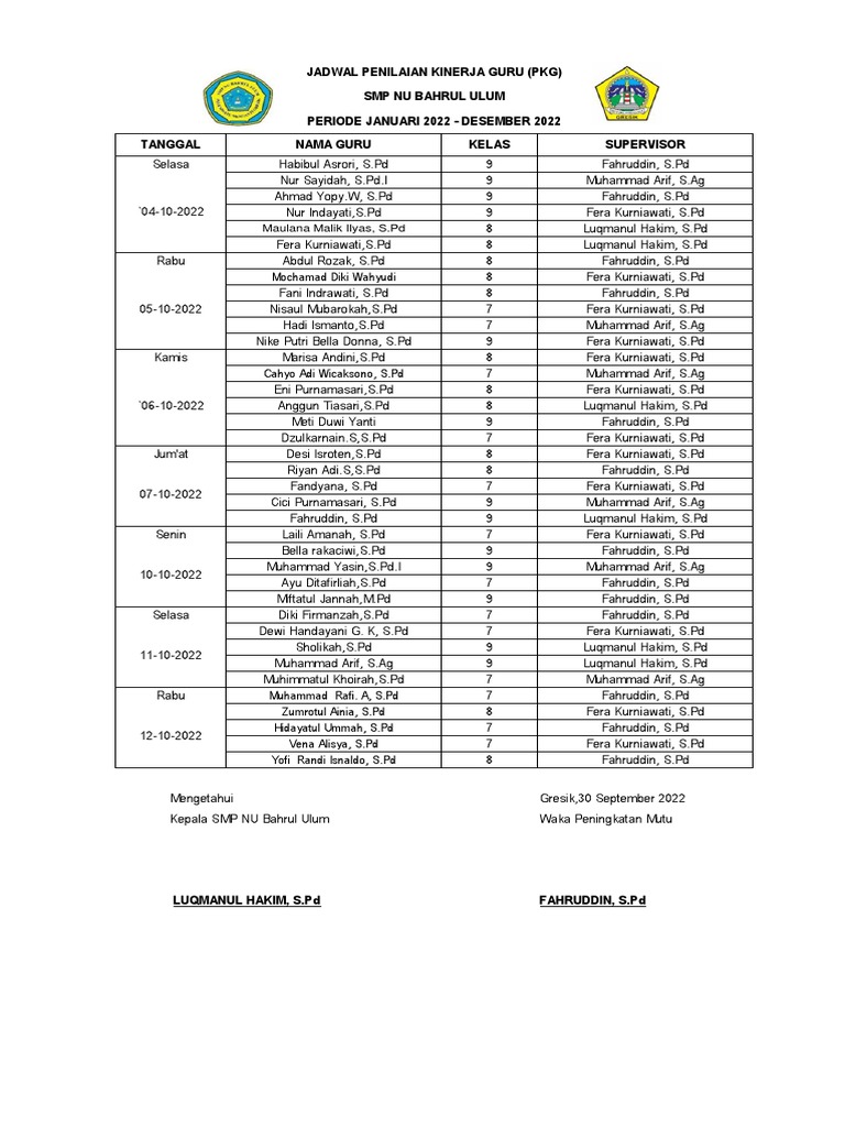 Jadwal PKG 2022 | PDF