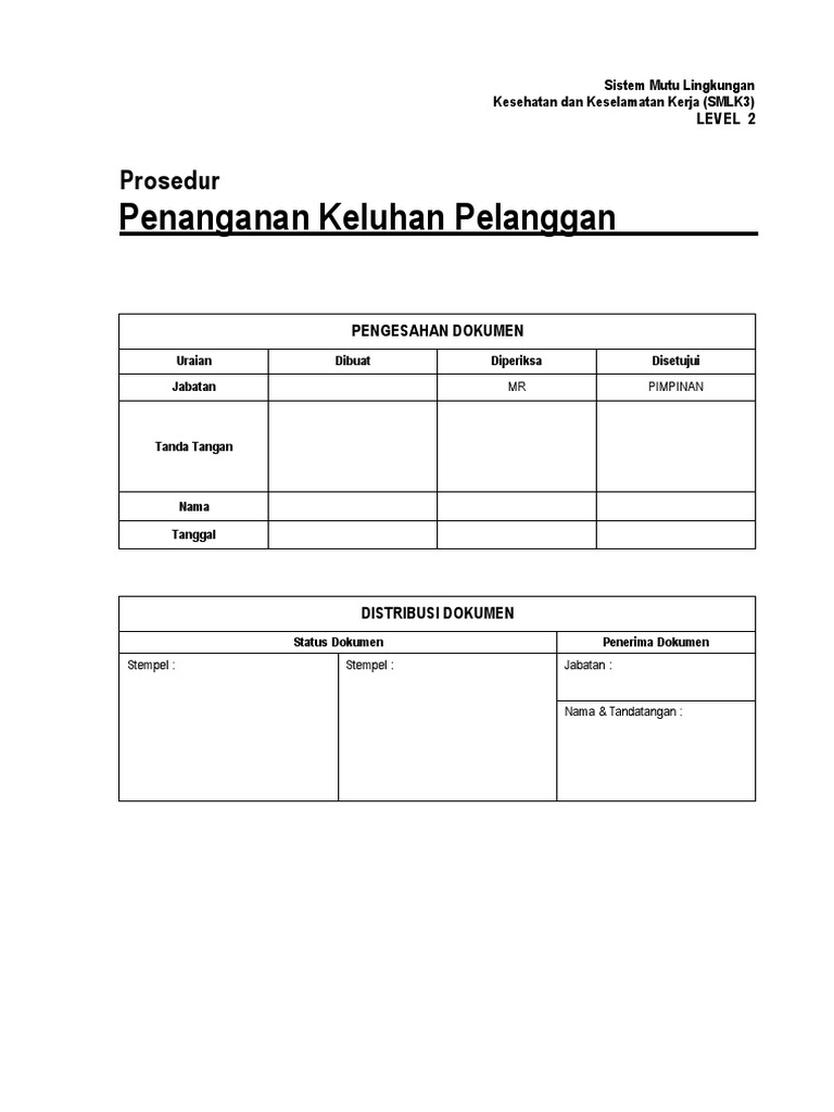 SOP Peanganan Keluhan Pelanggan | PDF