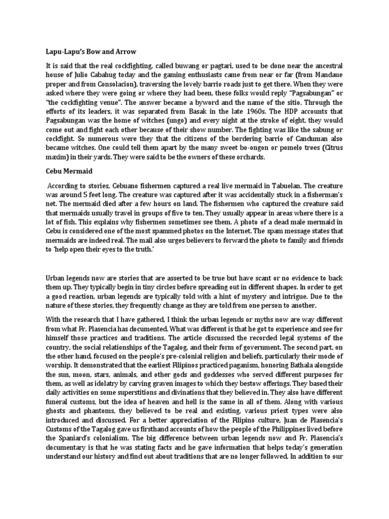 Urban Legends and Filipino Traditions | PDF | Idolatry | Folklore