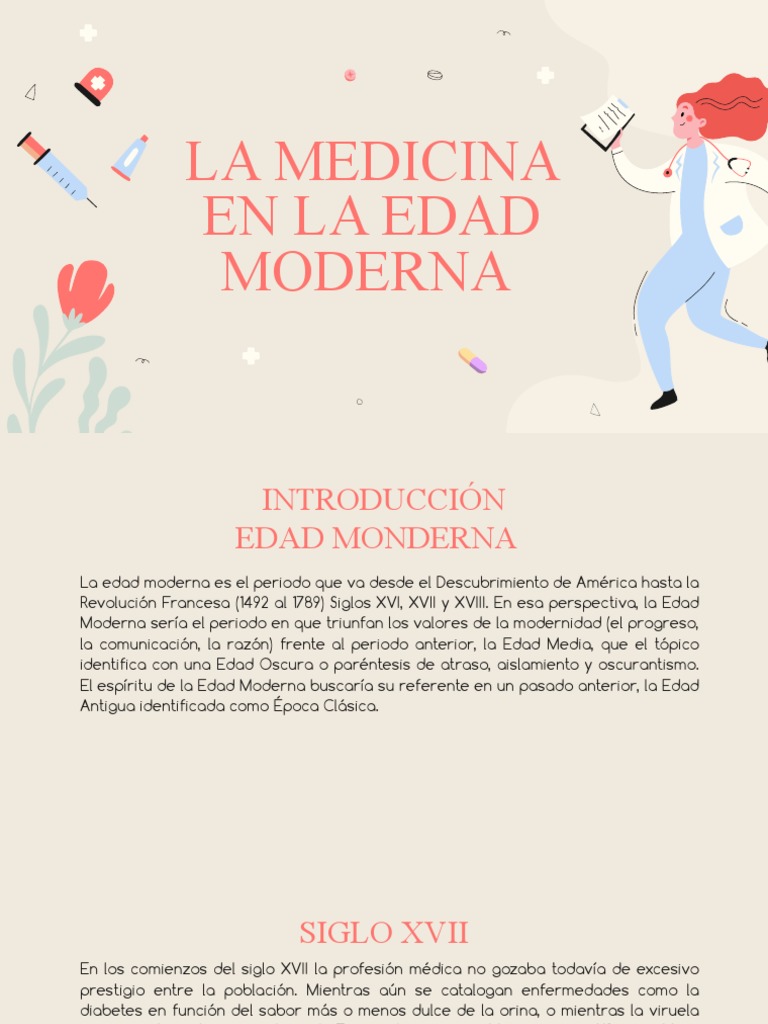 La Medicina en La Edad Moderna | PDF | Anestesia | Luis Pasteur