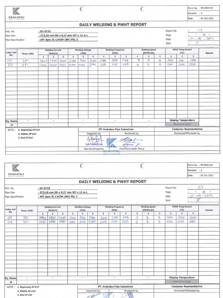 3.2 Daily Welding & PWHT Report | PDF