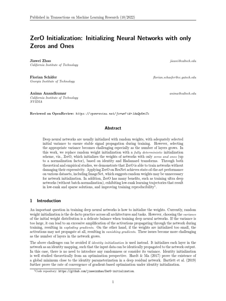Zero Initialization Initializi Pdf Matrix Mathematics Linear Map