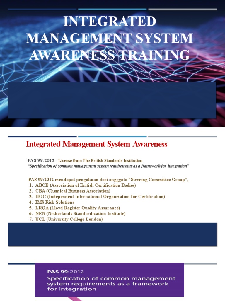 Integrated Management System Awareness Training | PDF