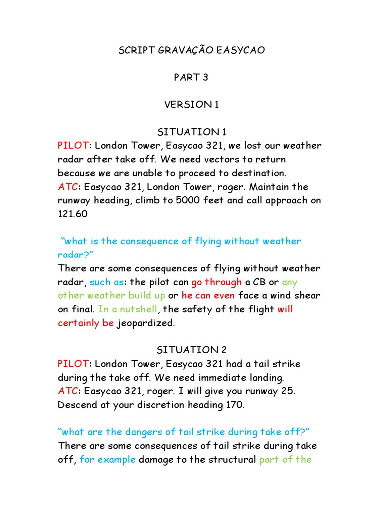 Easycao 321 Script Gravação Simulação de Emergências Aéreas (39 | PDF ...