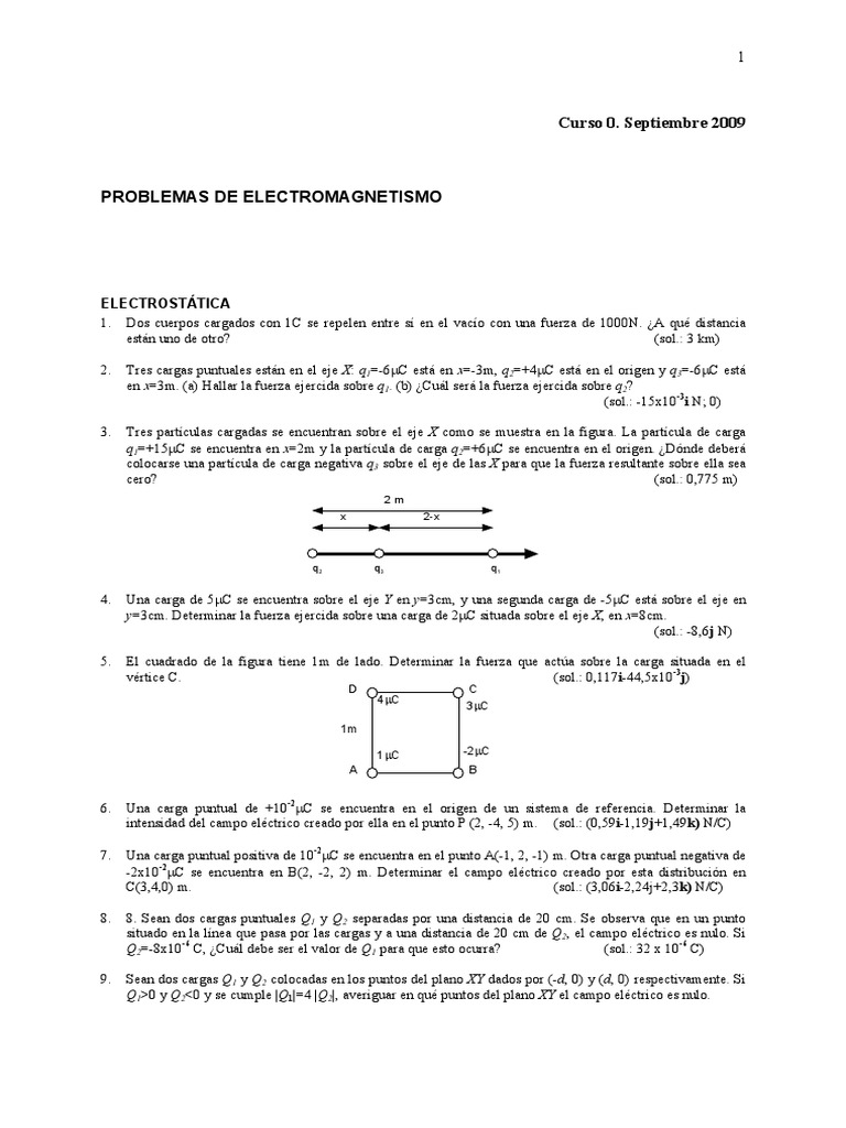 Problemas Electromag 09 10 | PDF | Campo magnético | Campo eléctrico