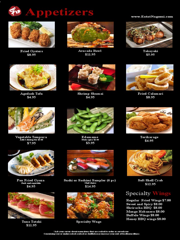 Nagomi Menu | PDF | Sushi | Prepared Foods
