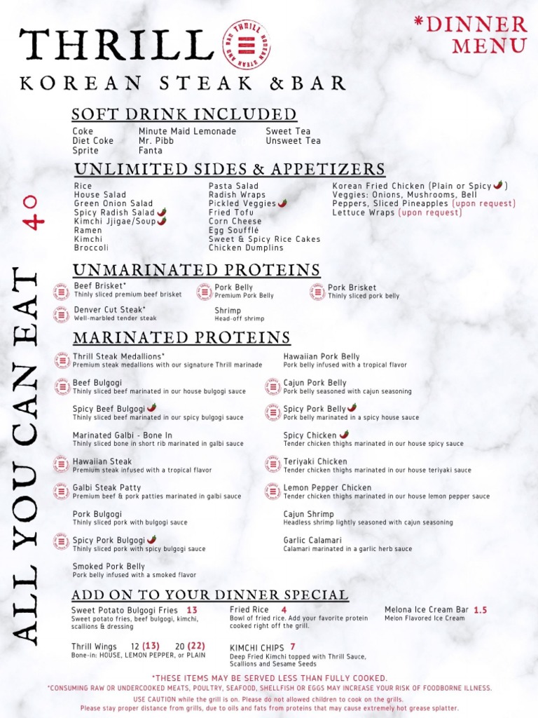 NEW THRILL Dinner & Friday & Saturday & Midnight Special Menu - APRIL ...