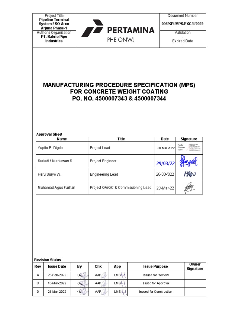 006-KPI-MPS-EXC-II-2022 - IFC - Rev.0 - Manufacturing Procedure Specification (MPS) For Concrete ...