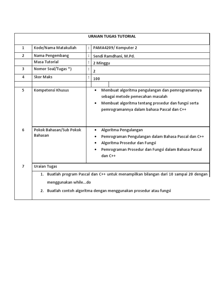 Algoritma dan Pemrograman Pengulangan dan Prosedur Fungsi | PDF