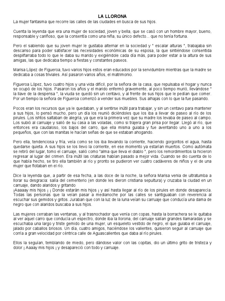Leyenda de La Llorona | PDF