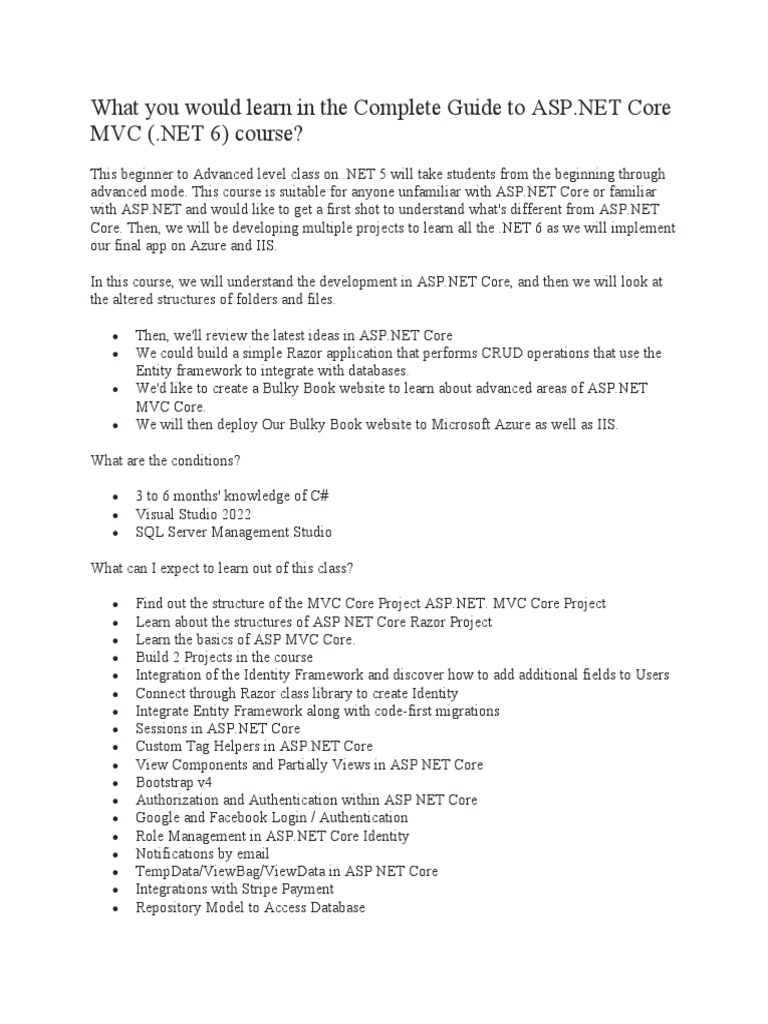 Core MVC (.NET 6) | PDF | Entity Framework | Active Server Pages
