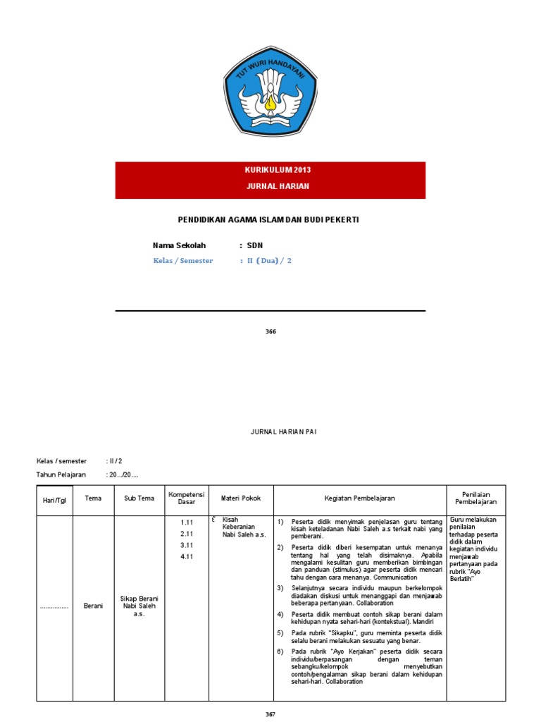 Jurnal Harian KLS - 2 SMT 2 | PDF