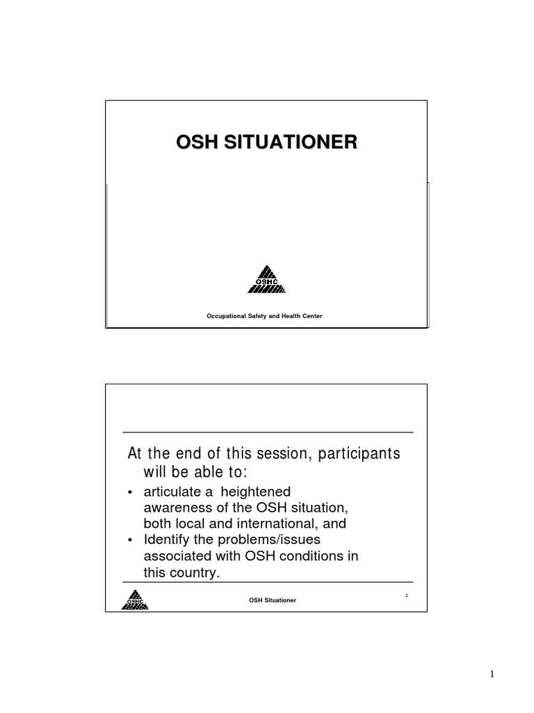 2 OSH Situationer | PDF | Occupational Safety And Health | Workplace