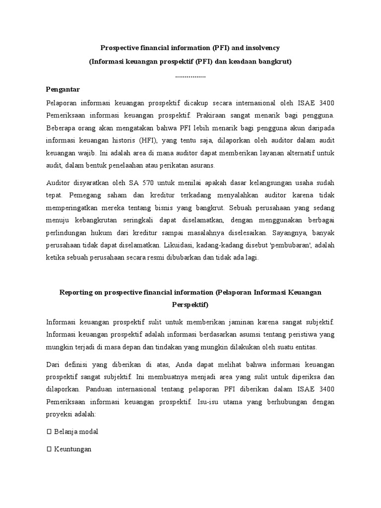 Prospective Financial Information | PDF