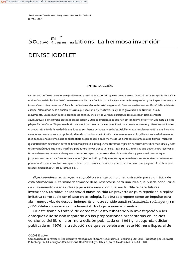 Reps Sociales Jodelet - En.es | PDF