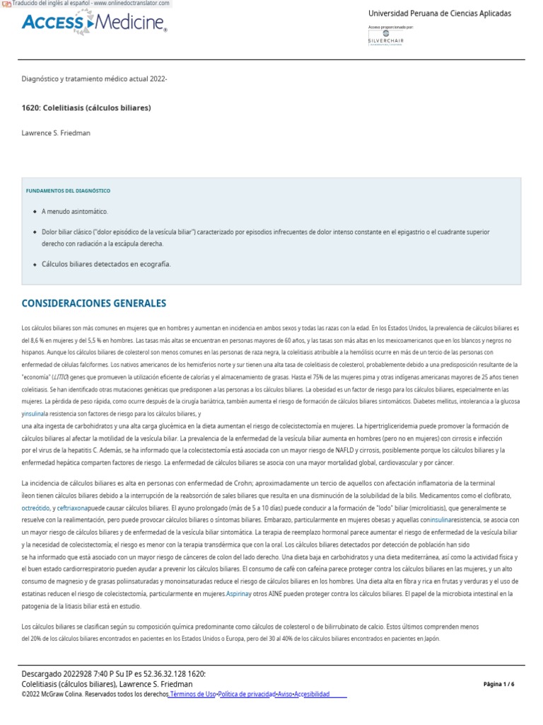 16-20 - Cholelithiasis (Gallstones) .En - Es | PDF | Bilis ...