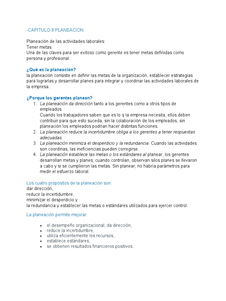 Capitulo 8 Planeacion | PDF | Planificación | Economias