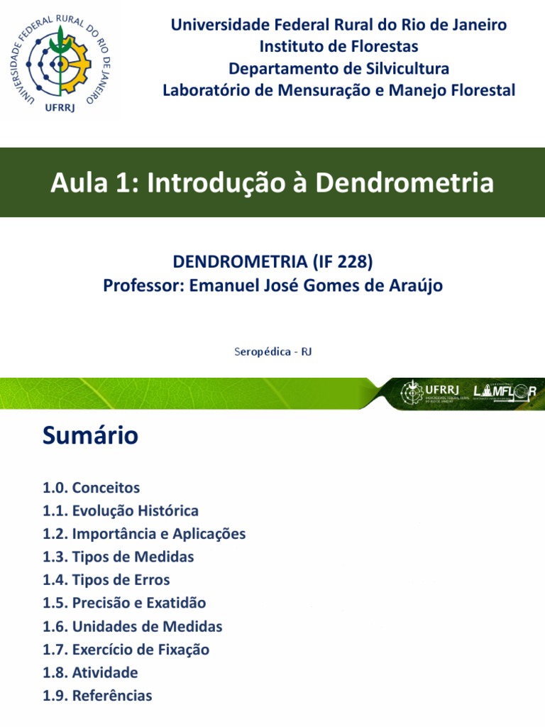 Aula 1 - Introduo A Dendrometria | PDF | Medição | Árvores