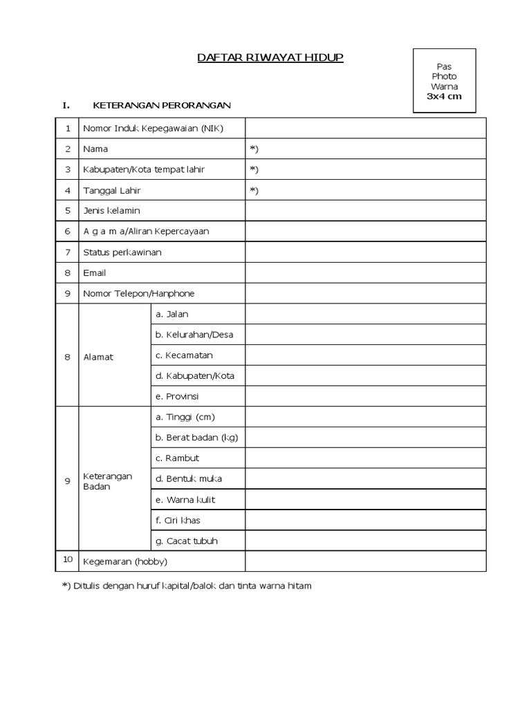 DRH ANAK LAMPIRAN 3 PERATURAN BKN NOMOR 14 TAHUN 2018-Dikonversi | PDF