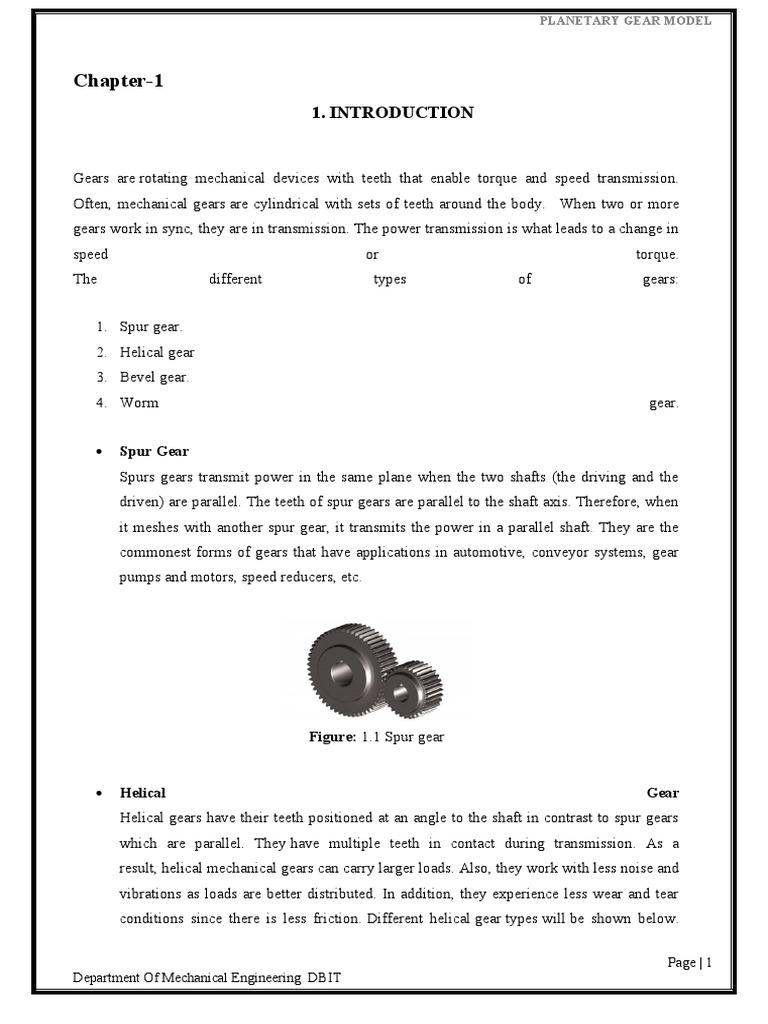 Updated Mini Project Report 1 | PDF | Gear | Mechanical Engineering
