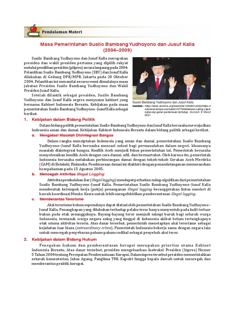 Pendampr21 - Sejin - Xii - 25 - Bab - 5 - Masa Pemerintahan Susilo Bambang Yudhoyono Dan Jusuf ...