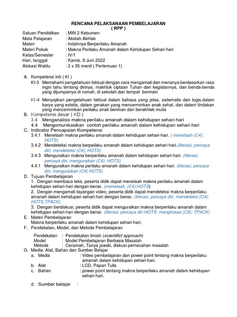 Contoh RPP | PDF