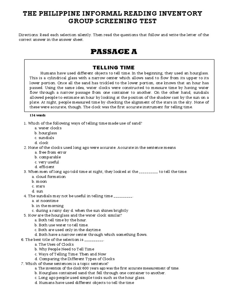 English Reading Passage Jhs | PDF | Clock | Hour