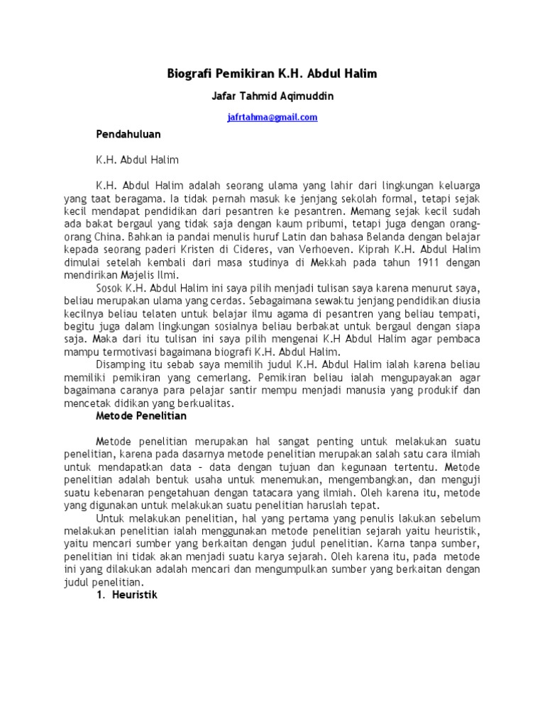 Biografi Pemikiran K.H. Abdul Halim | PDF