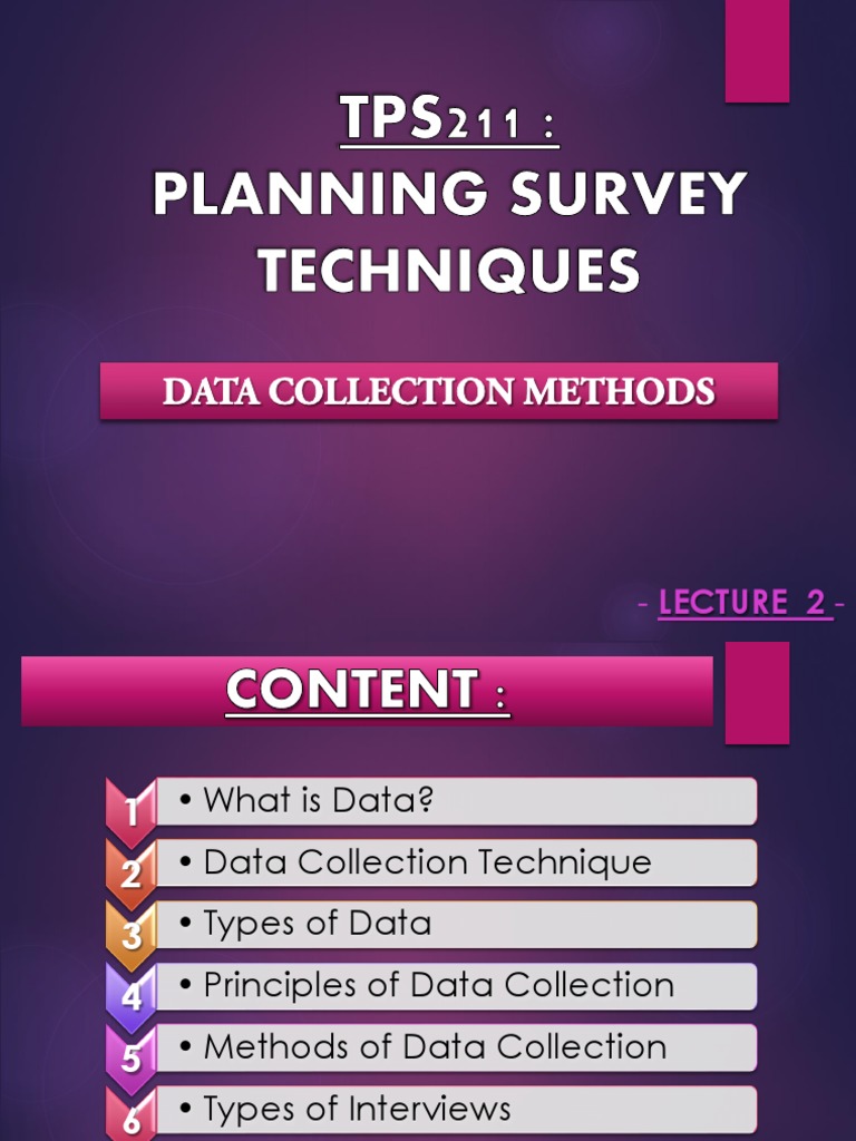 L1 - W2 - TPS211 - Data Collection Methods | PDF | Survey Methodology | Data