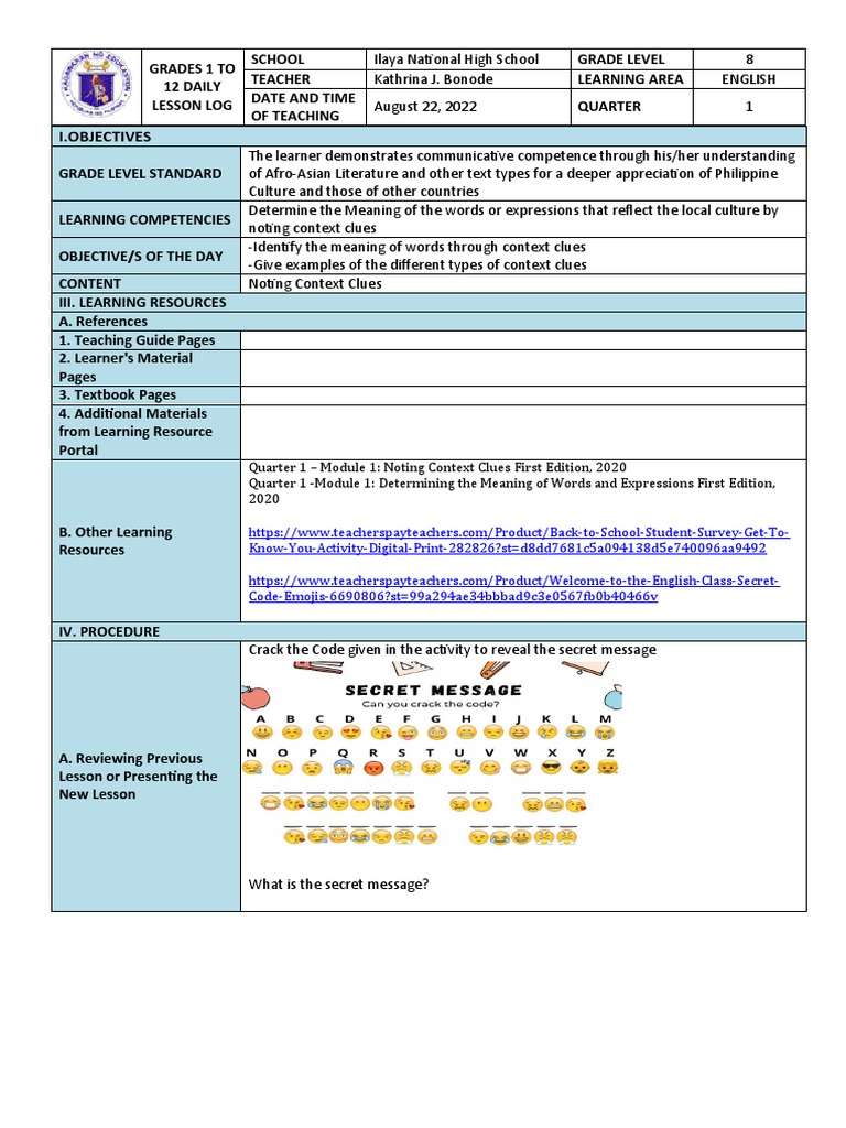 Quarter 1 Week 1 | PDF | Learning | Teachers