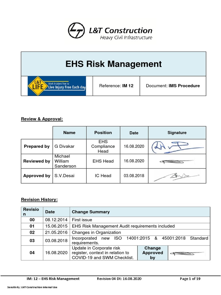 IM 12 EHS Risk Management Procedure | PDF | Risk | Risk Management