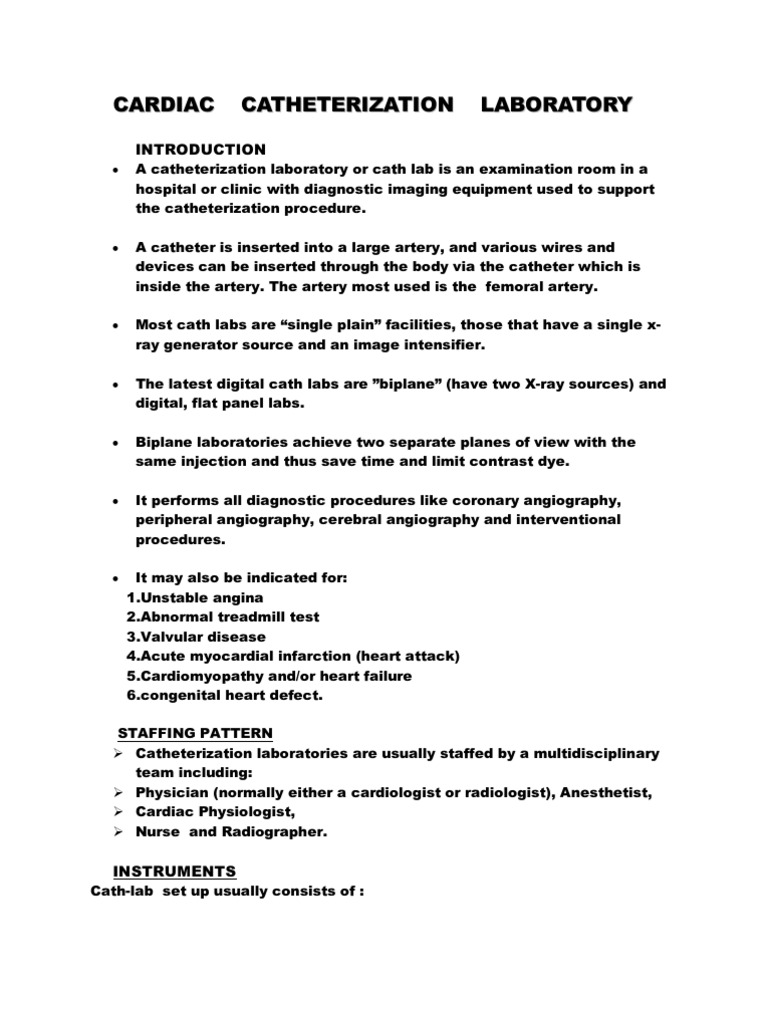 Cardiac Catheterization Laboratory