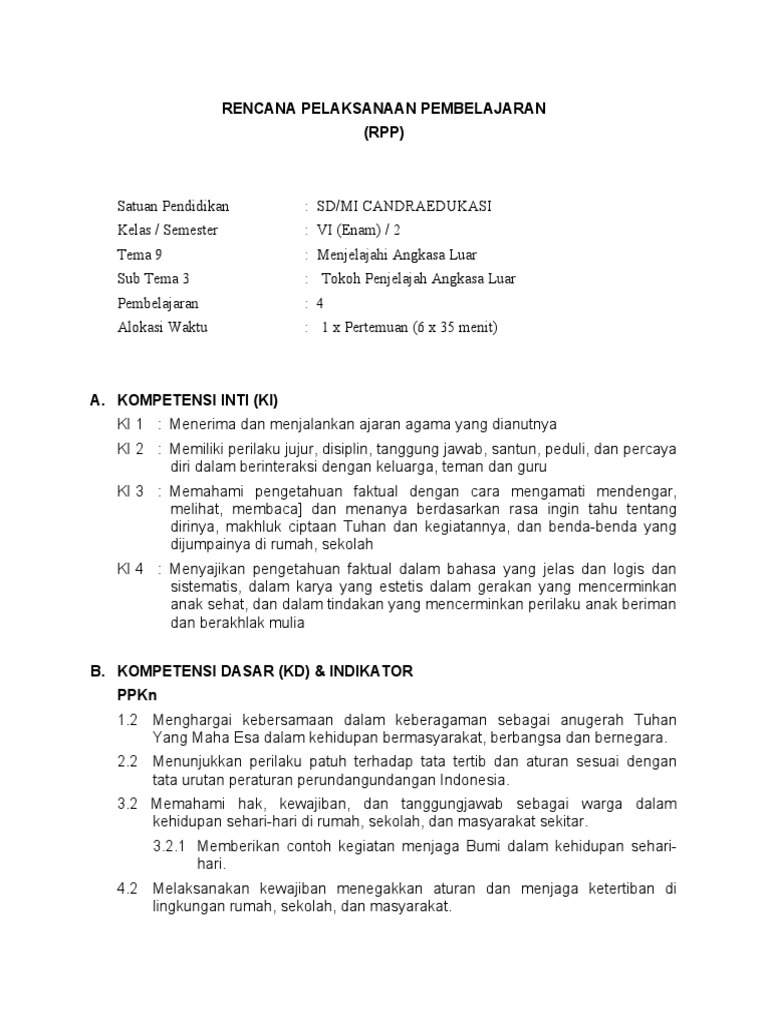 RPP Pembelajaran 4 | PDF