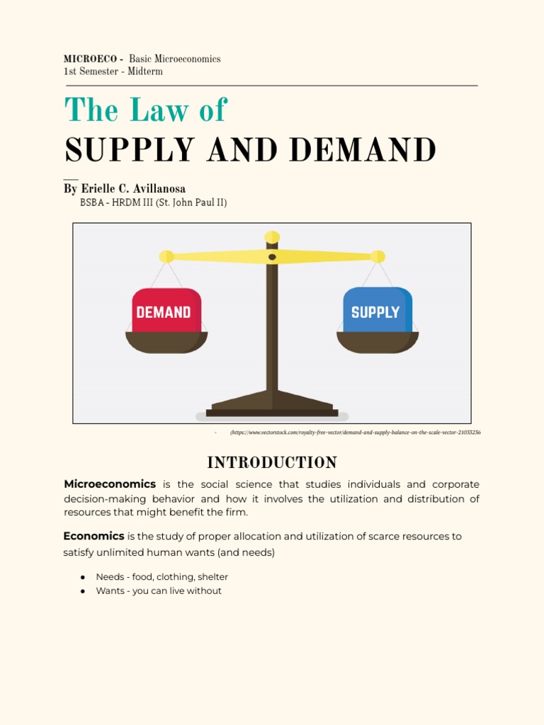 E.C.a - The Law of Supply and Demand - MICROECO | PDF | Supply And ...